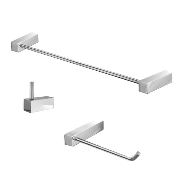 Kit Para Banheiro Aço Inox Polido 3 Pçs 325VIP Grego Metal | MadeiraMadeira