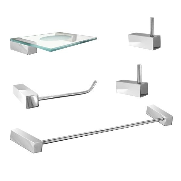 Kit de Banheiro em Aço Inox polido 5 Pçs 330VIP Grego Metal ...