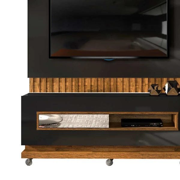 Rack com Painel Ripado para TV até 60 Polegadas Pose MDF. - Preto Gloss ...