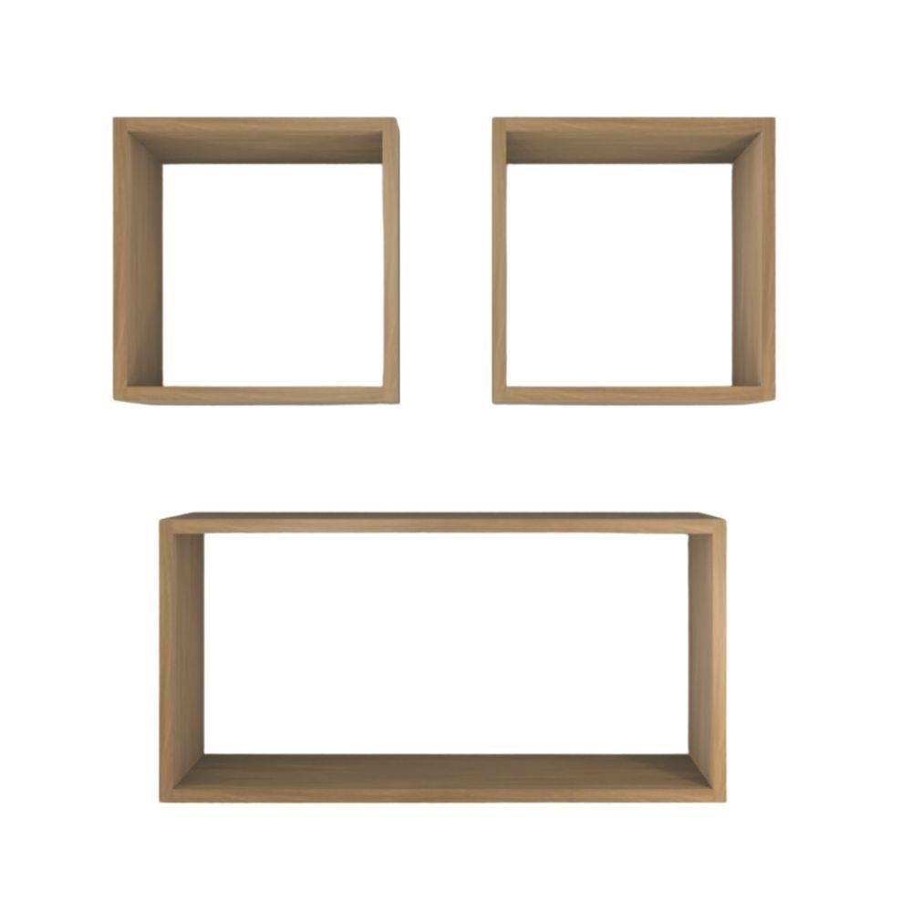 Kit com 3 Nichos Decoração Quarto Madeira Retângular | MadeiraMadeira