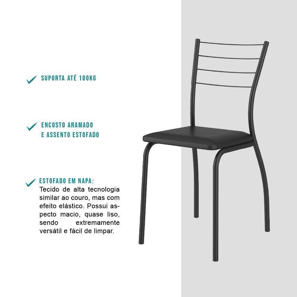 Conjunto 2 Cadeiras Tubo Preto Napa Preta | MadeiraMadeira