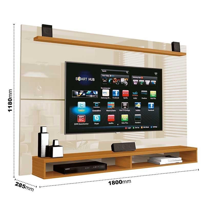Painel Suspenso Para TV até 65 Pol Max 1.8 EDN Off White/Cedro ...