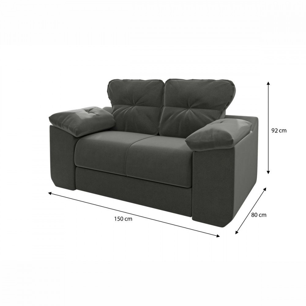 Sofá 2 e 3 Lugares 1025 Veludo Cinza Mamflex | MadeiraMadeira