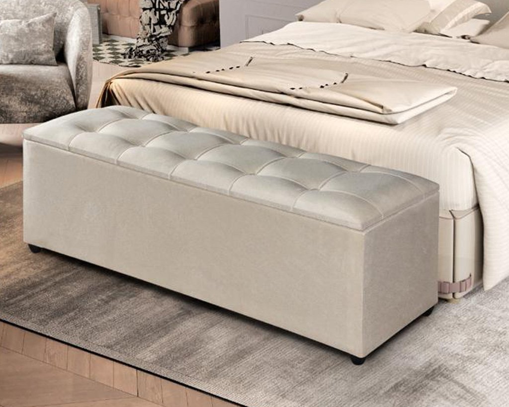 Recamier Baú Milão 130 cm para Cama Casal Moveis House Bege ...