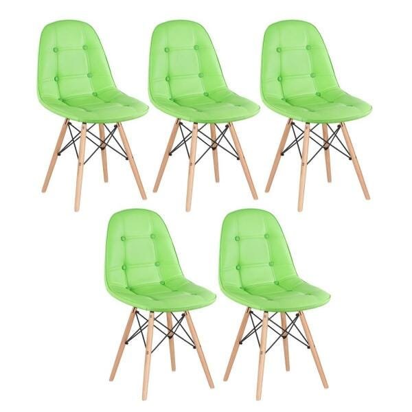 Kit 5 Cadeiras Eames Eiffel Botonê - Verde - Base de Madeira Clara ...