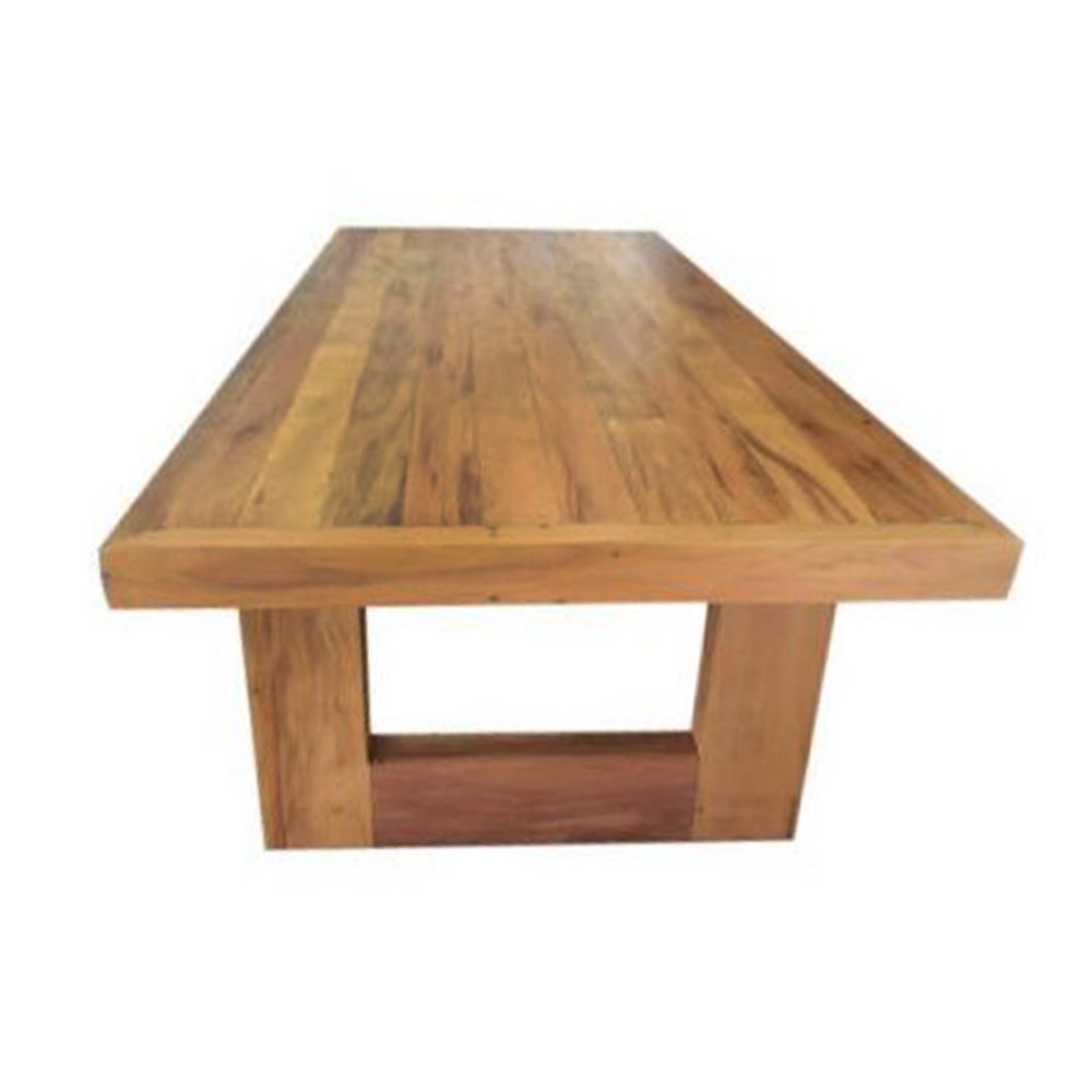 Mesa de Jantar Retangular Rústica em Madeira Maciça 2,5m em U Pé Vazado ...