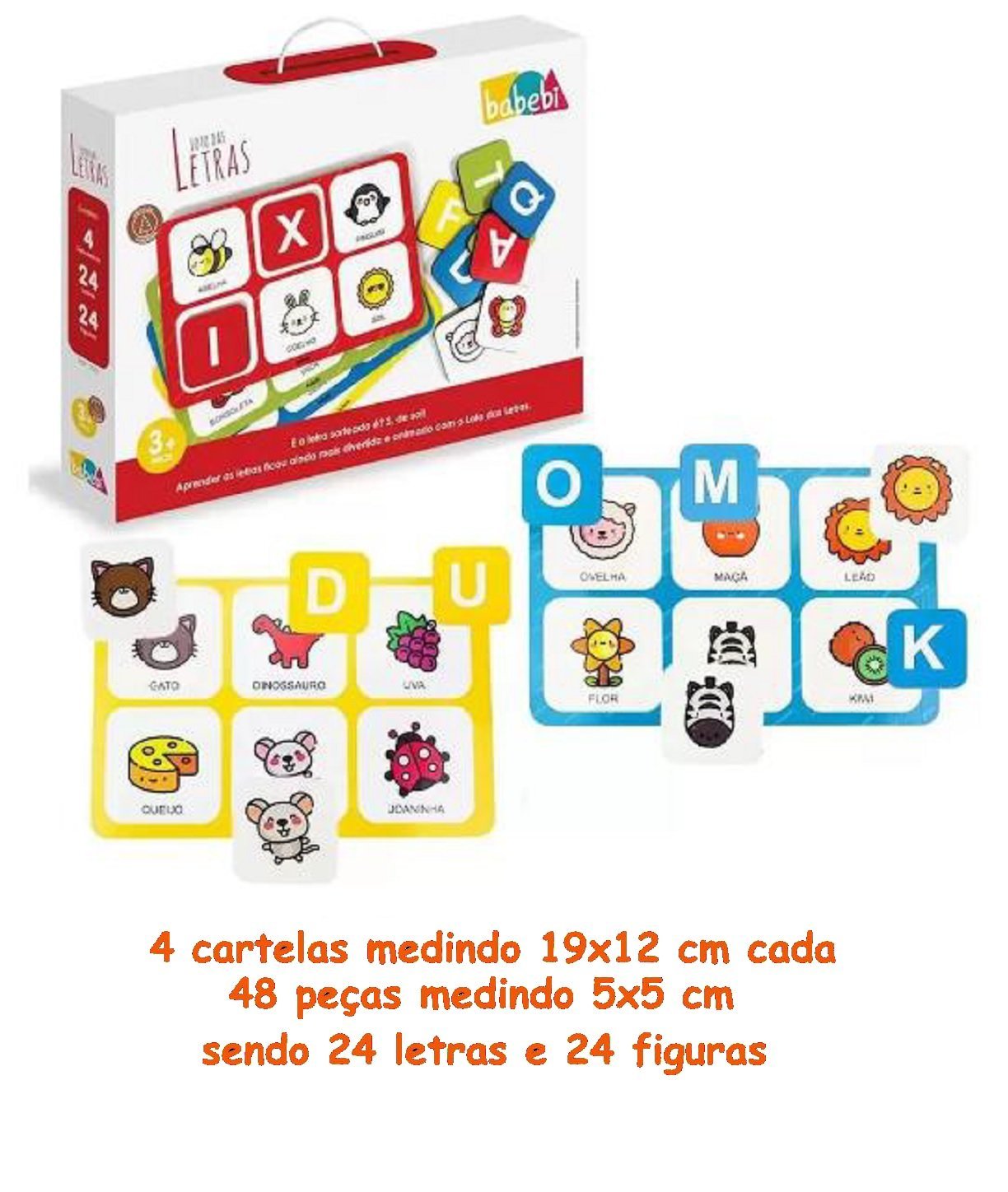 Bingo Loto Brinque e Leia Das Letras e Figuras Brinquedo Educativo de Madeira - Ref 38019 ...