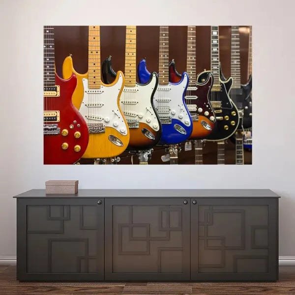 Painel Adesivo de Parede - Guitarras - Música - 1879png | MadeiraMadeira