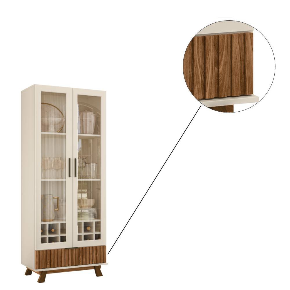 Cristaleira com Adega e Buffet Aparador Ester Mel Off White Tana Decor Cristaleira e Buffet ...