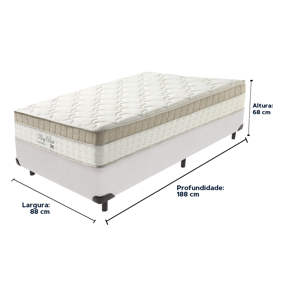 Cama Box Branco e Colchão Solteiro King Best Anjos | MadeiraMadeira