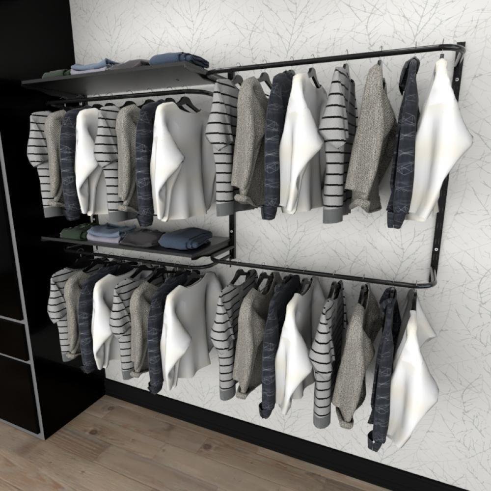 Kit Para Closet Com 13 Peças Regulável 200x100cm Preto 1p86 ...