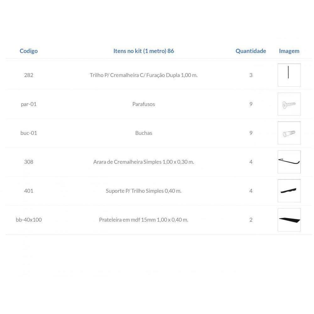 Kit Para Closet Com 13 Peças Regulável 200x100cm Preto 1p86 ...