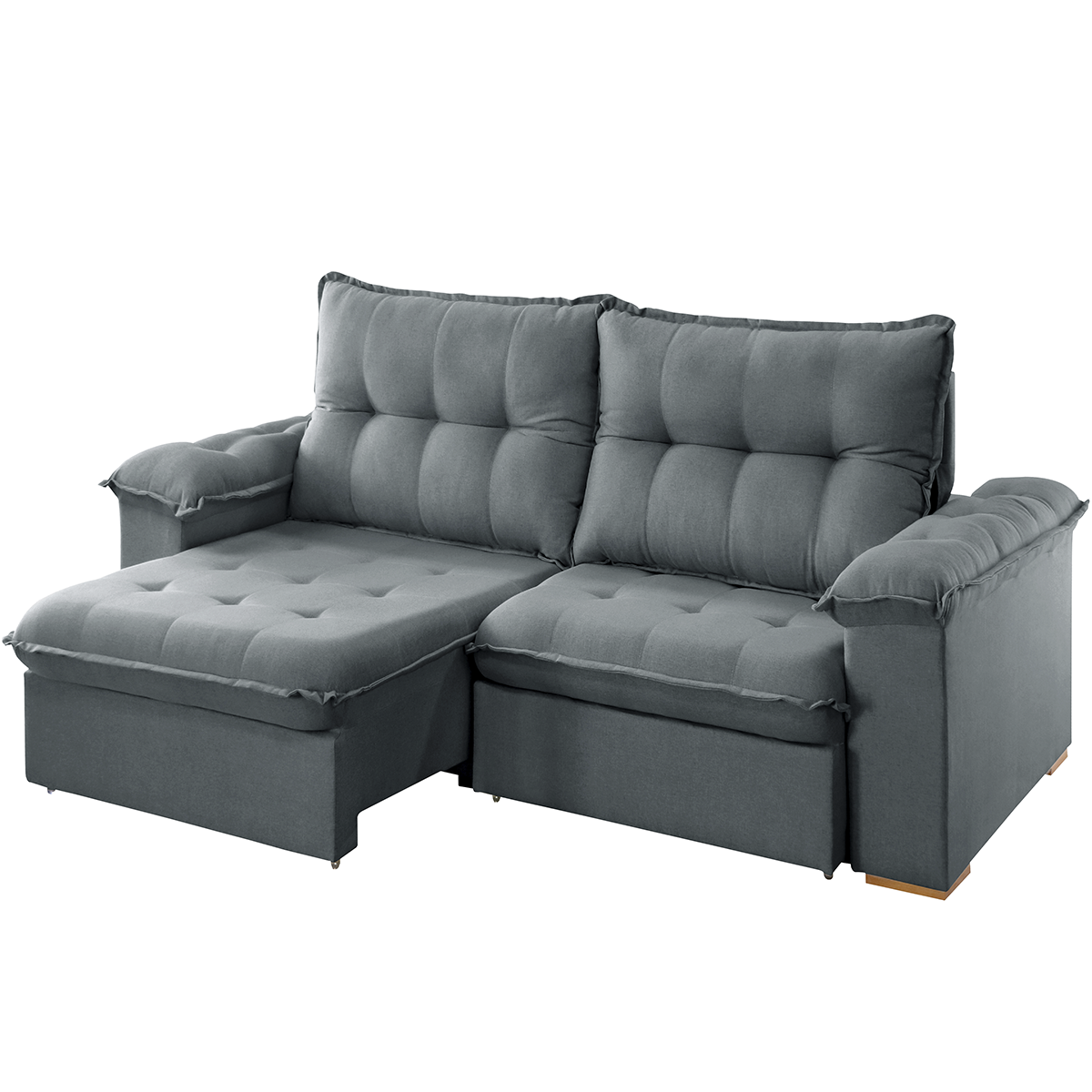 Sofá Retrátil Reclinável Muriaé 2,50m Linho Azul Escuro | MadeiraMadeira