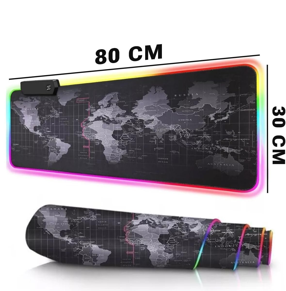 Mouse Pad Speed Led Rgb 80x30cm Borda Costurada Antiderrapante Mapa ...