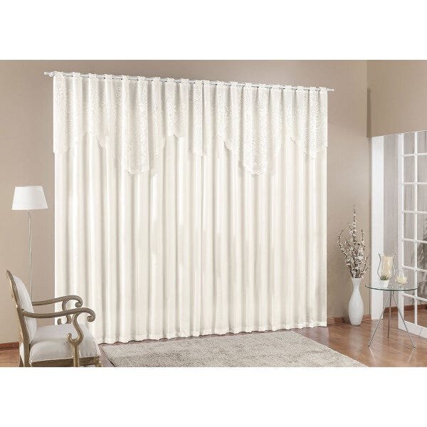 Cortina Palha 4m x 2,50m Renda Sala / Quarto para Varão Simples ...