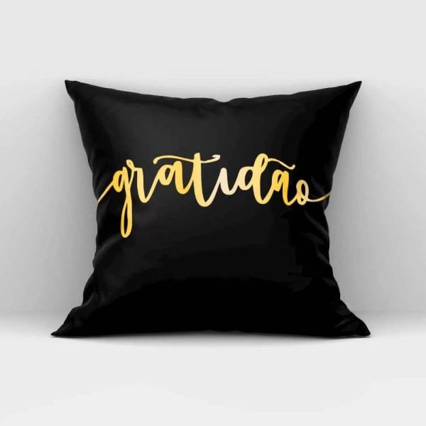 Kit 4 Capas de Almofadas Decorativas Own Gratidão Preto e Rosa ...