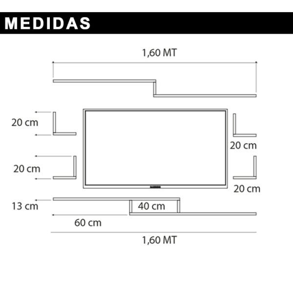 Kit 6 Peças Completo Rack Decoração Sala Quarto | MadeiraMadeira