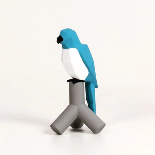 Passarinho Azul Low Poly Decoração Pet Em Resina 19 Cm | MadeiraMadeira