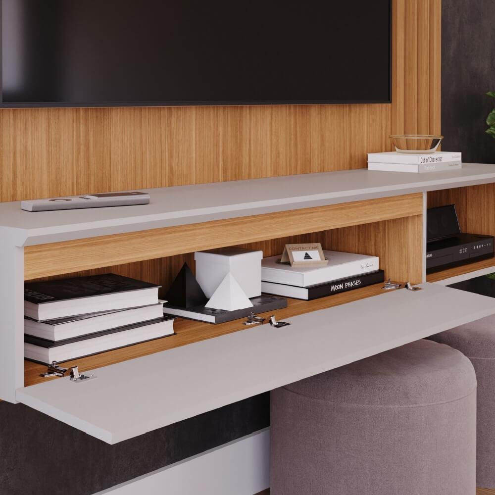 Painel Permobili Panama Plus para TV de ate 60'' 100% MDF - Nature/Off ...