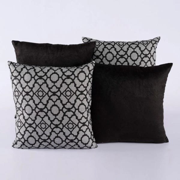 Kit com 4 Almofadas Cheias Decorativas Geométrico Preto/Cinza ...