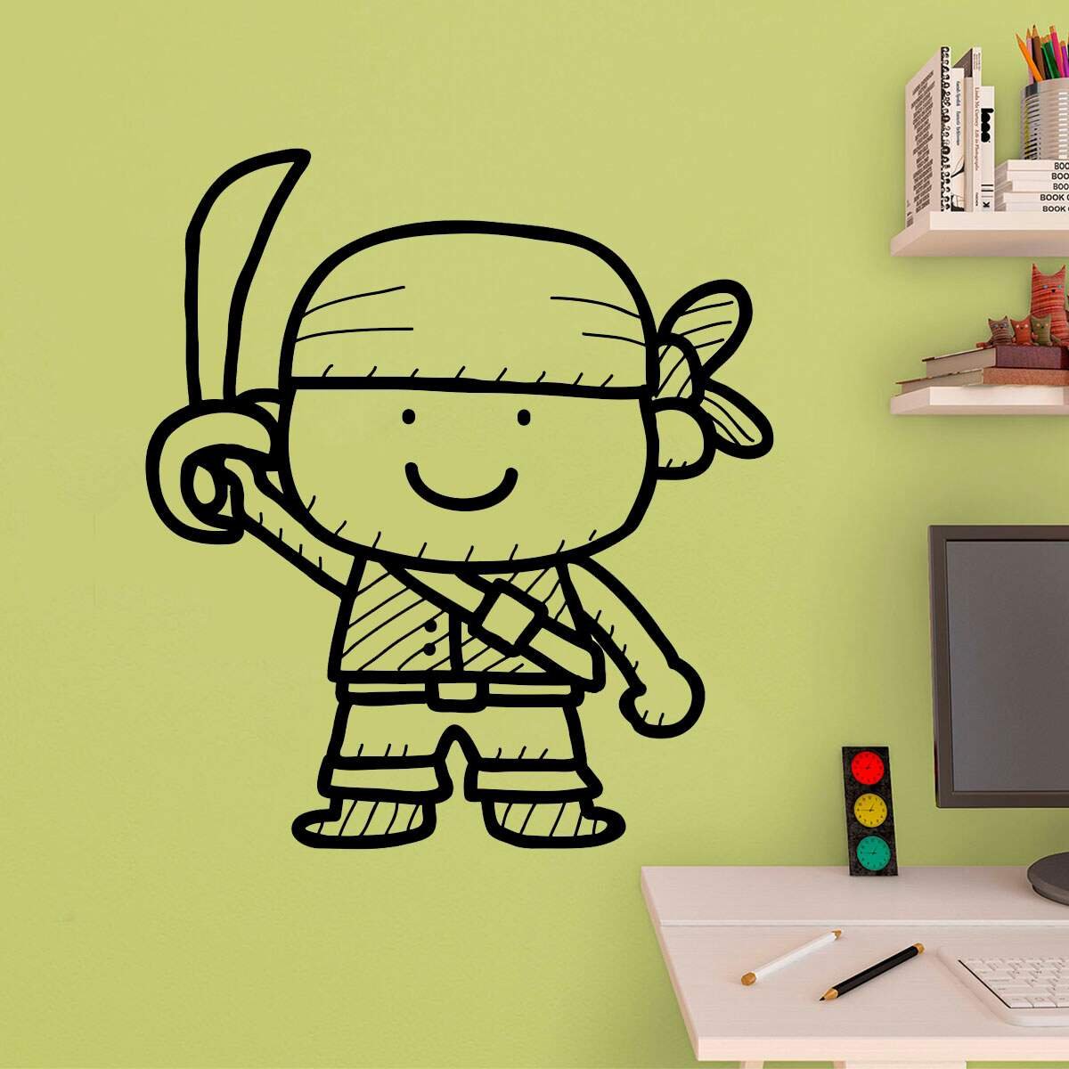 Adesivo de Parede Infantil Pirata Feliz-Grande 58x60cm | MadeiraMadeira