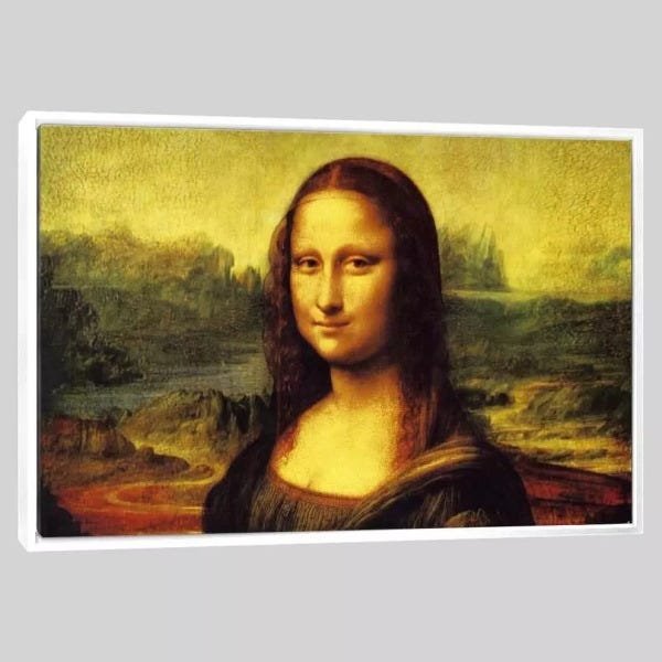 Quadro Reprodução Mona Lisa Horizontal 95x63cm Moldura Branca ...