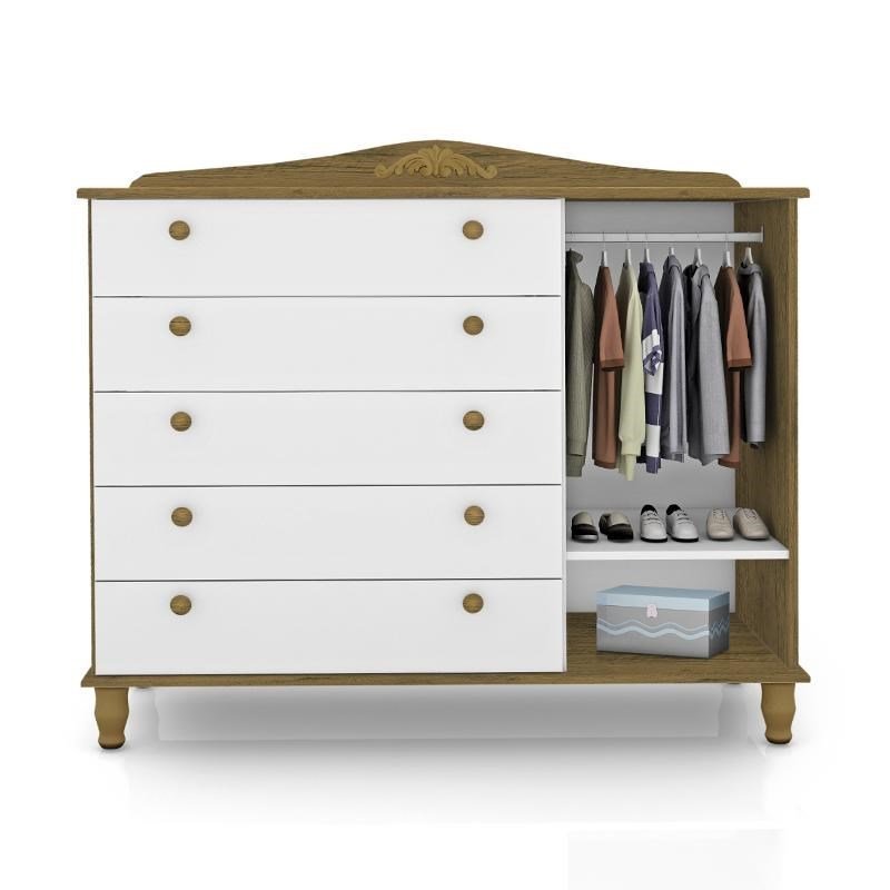 Dormitório Completo Infantil Colonial 4 Portas, Cômoda, Berço com ...