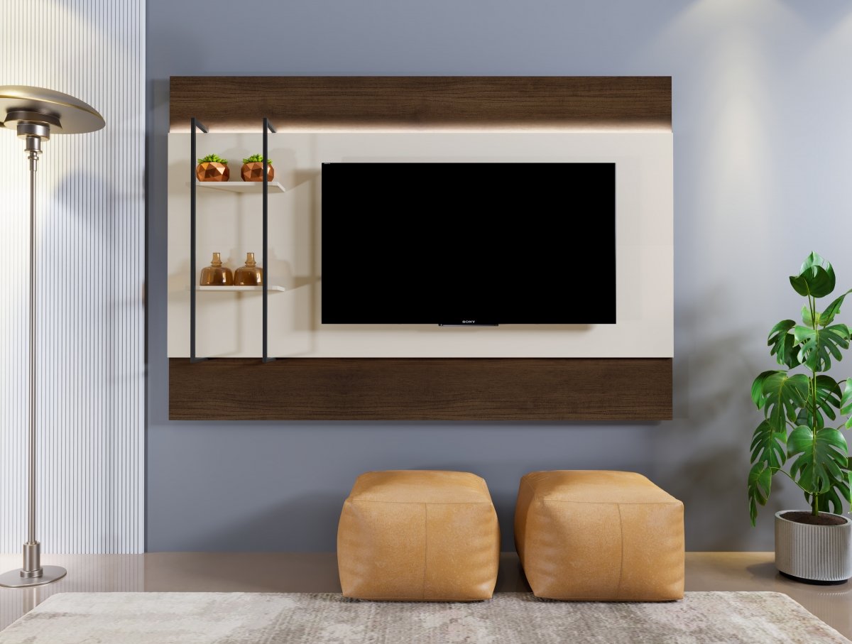 Painel Granada Ravena Com LED para Tv de Até 65 Polegadas Mavaular EBANO/OFF WHITE | MadeiraMadeira