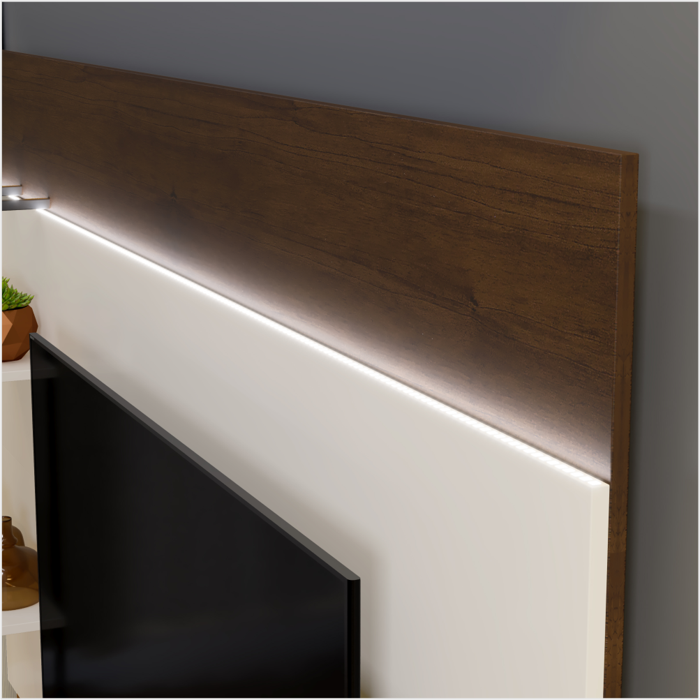 Painel Granada Ravena Com LED para Tv de Até 65 Polegadas Mavaular EBANO/OFF WHITE | MadeiraMadeira