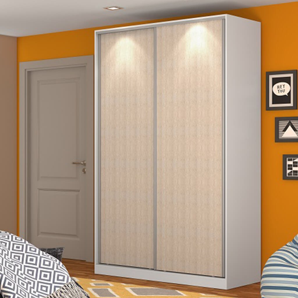 Guarda Roupa Closet 147cm 2 Portas 100% Mdf Branco Noce | MadeiraMadeira