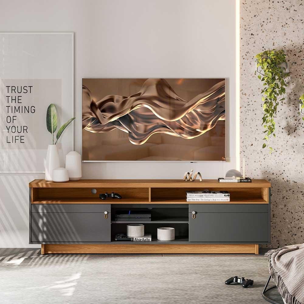 Rack Para Sala Tv 75 Polegadas Araçatuba Nature Chumbo Linea Brasil ...