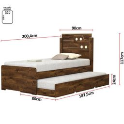 Bibox Cama Solteiro Quarto Luiza Malbec | MadeiraMadeira