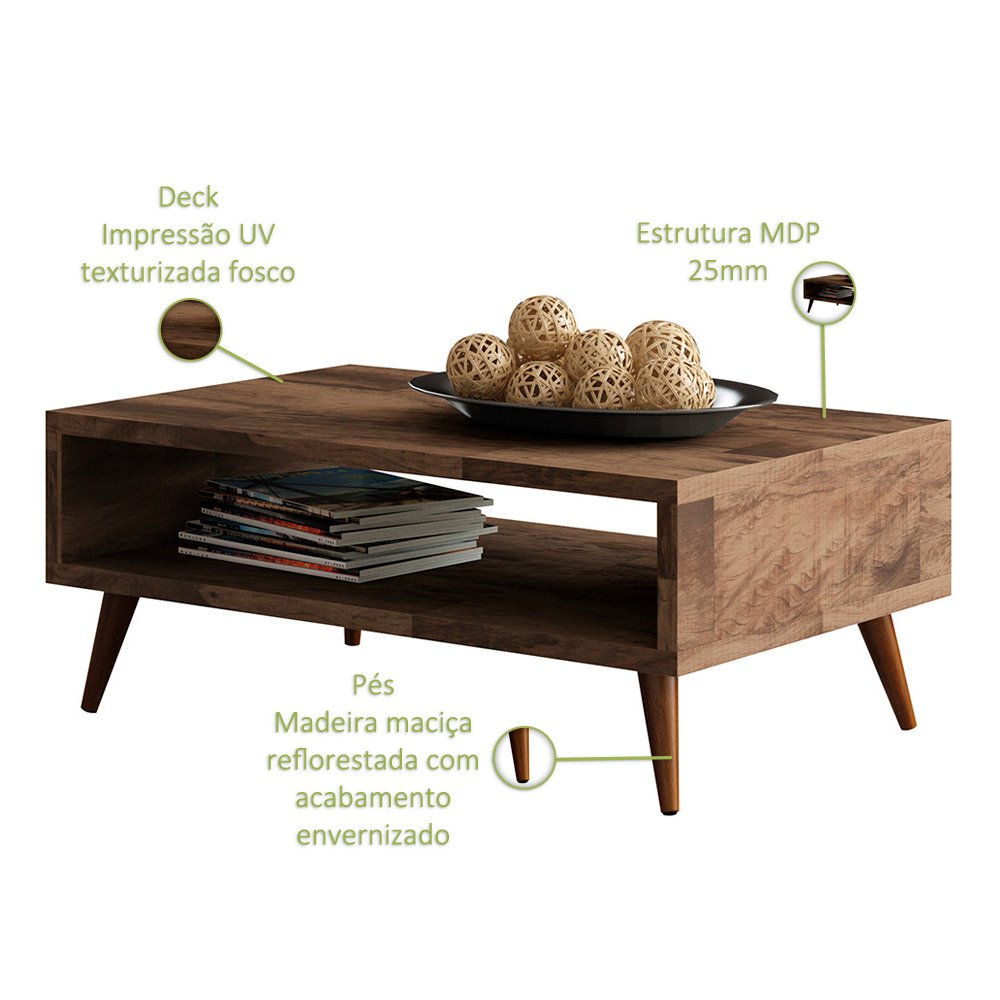 Mesa de Centro Decorativa Sala de Estar Aspen Deck - CasaePoltrona ...