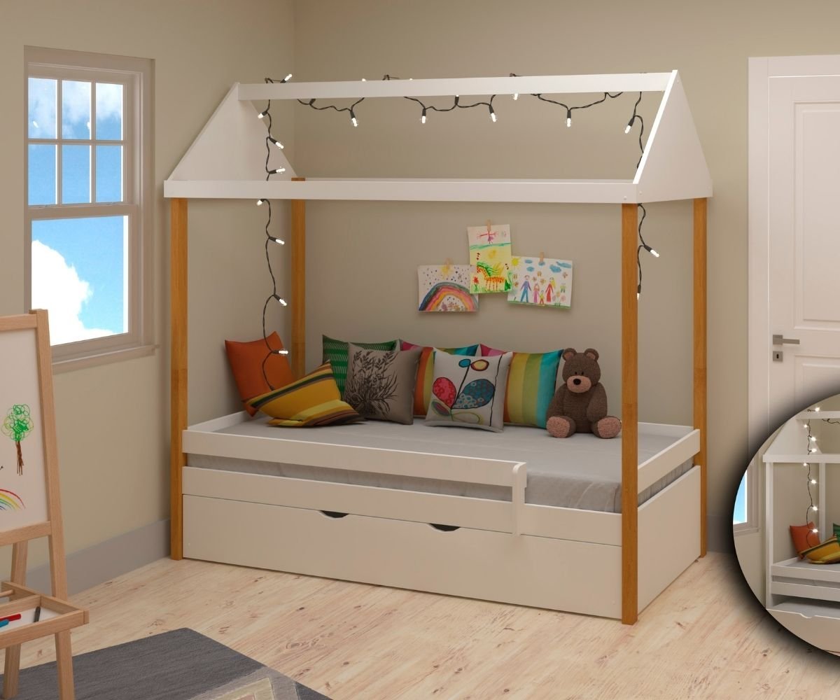Bicama Infantil Cabana Montessoriana Totalità de Madeira Maciça e Mdf ...