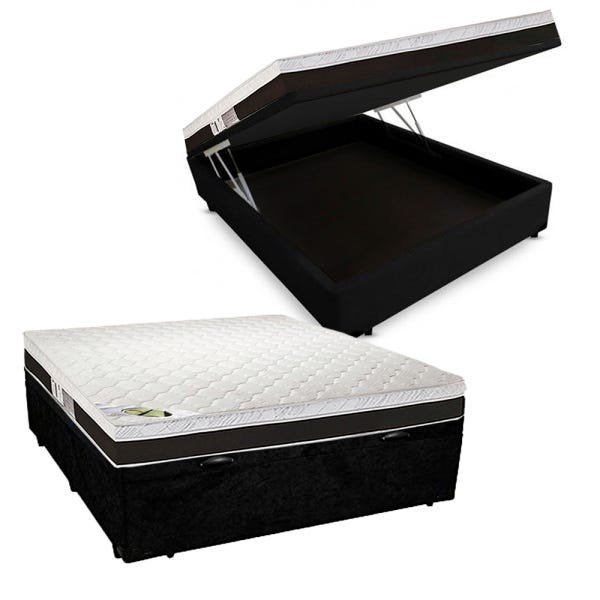 Cama Box Casal Baú Colchão Molas Pocket One Side Roma Luckspuma+Box ...