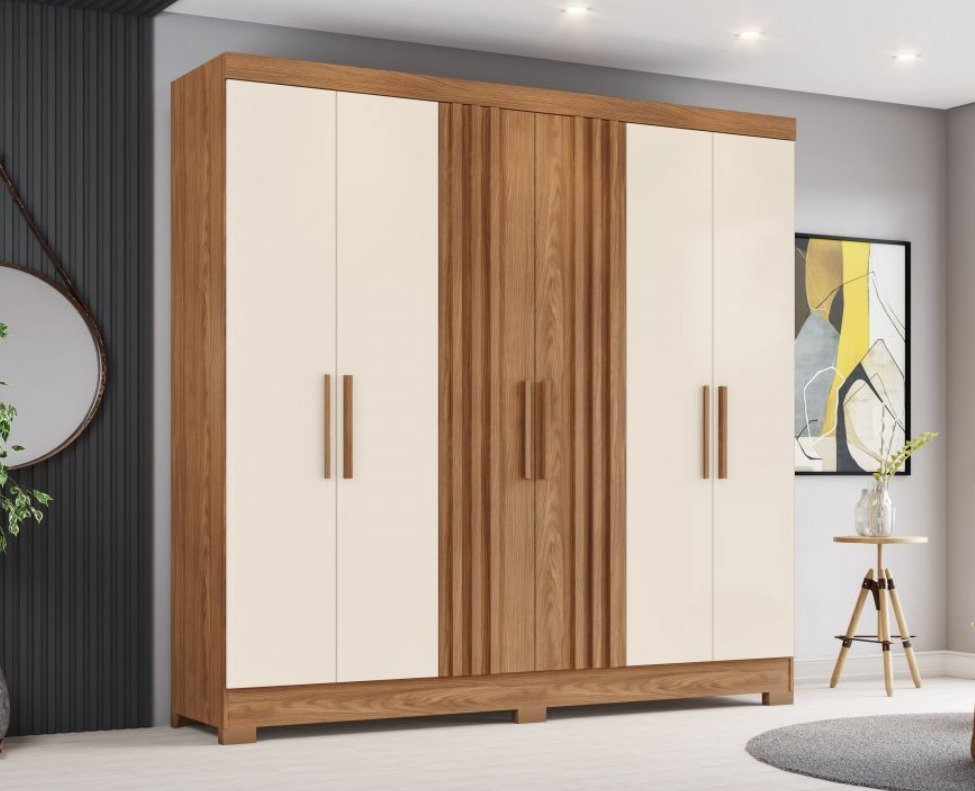 Roupeiro 06 Pts Nature/off White B367-127 Briz | MadeiraMadeira