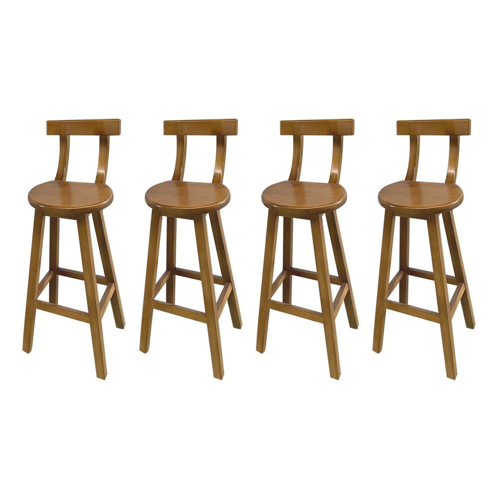 Kit 4 Banquetas Altas de Madeira com Encosto Girafa Natural ...