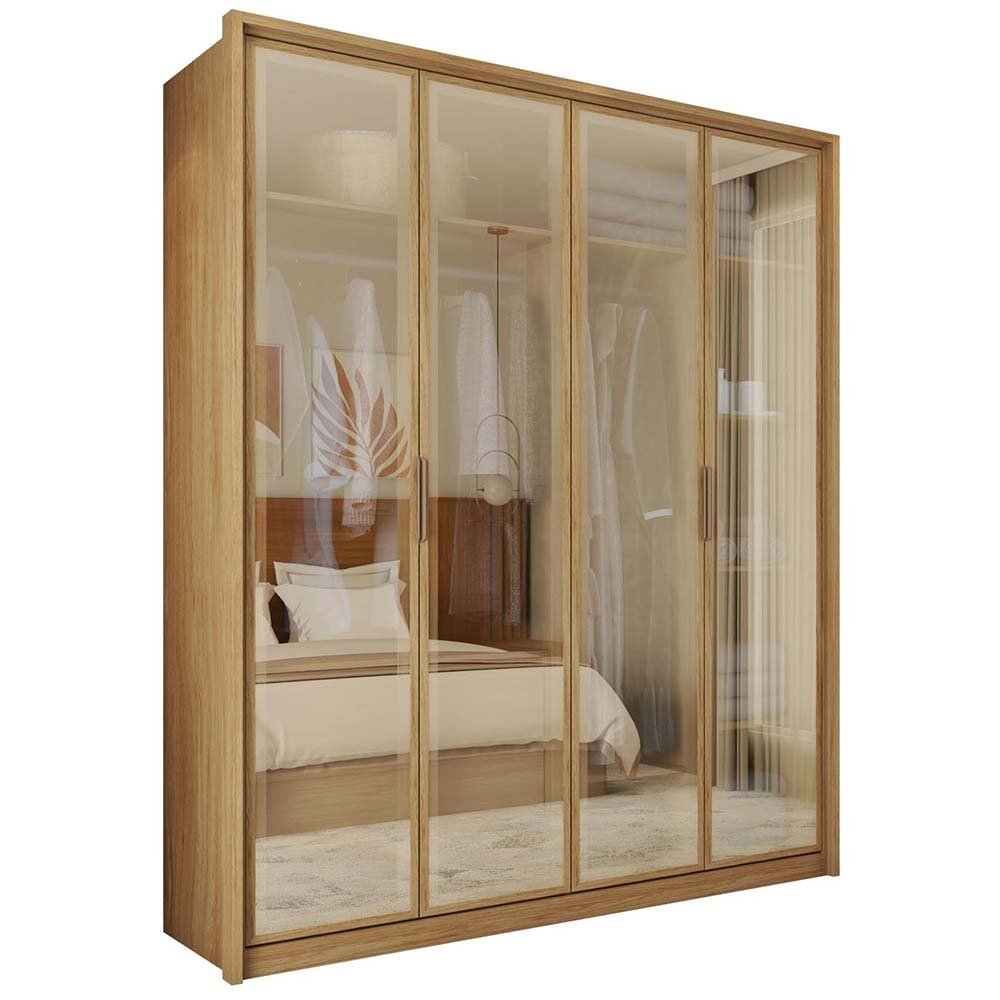 Guarda Roupa Solteiro 4 Portas Espelho Reflecta Nestor C01 Buriti ...