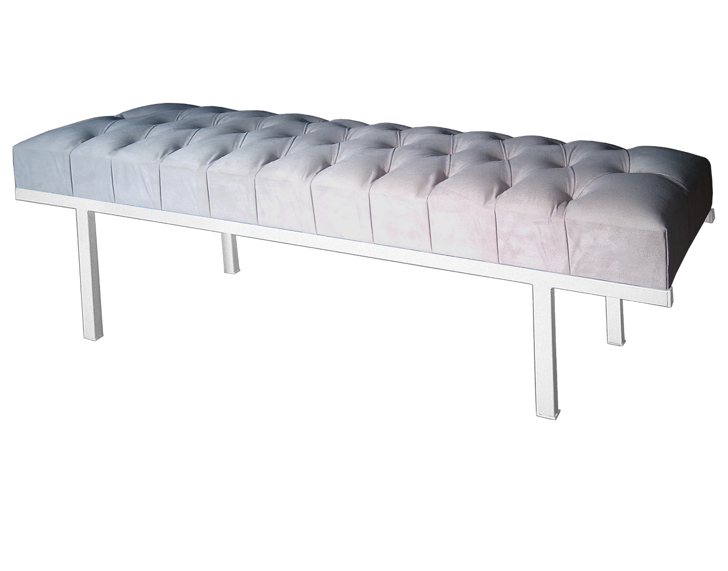 Recamier Queen Bege Suede Liso Base de Metal Branco Barrow Vintage ...