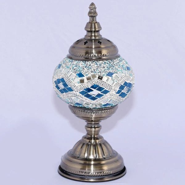 Abajur Turco Mosaico Azul Claro | MadeiraMadeira