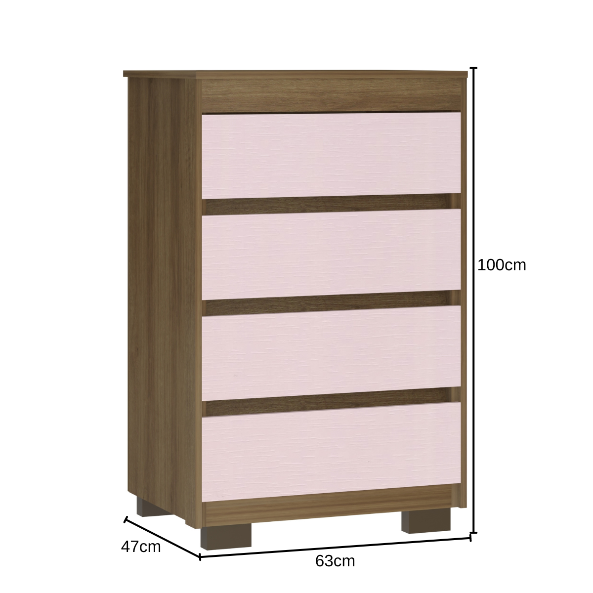 Comoda Uni 4 Gavetas - Luciane Móveis Avelã/Rosa | MadeiraMadeira