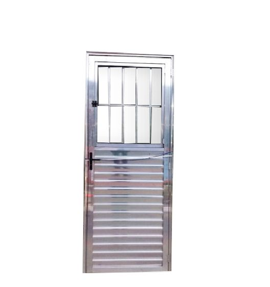 Porta com Grade de Aluminio Brilhante Linha 25 2.10x80cm Esq ...