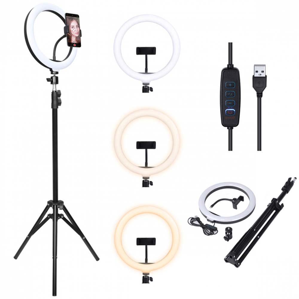 Kit Ring light LED 26CM 10 Polegadas com tripé 1.6 metros e suporte para celular até 8'' - RL26 ...