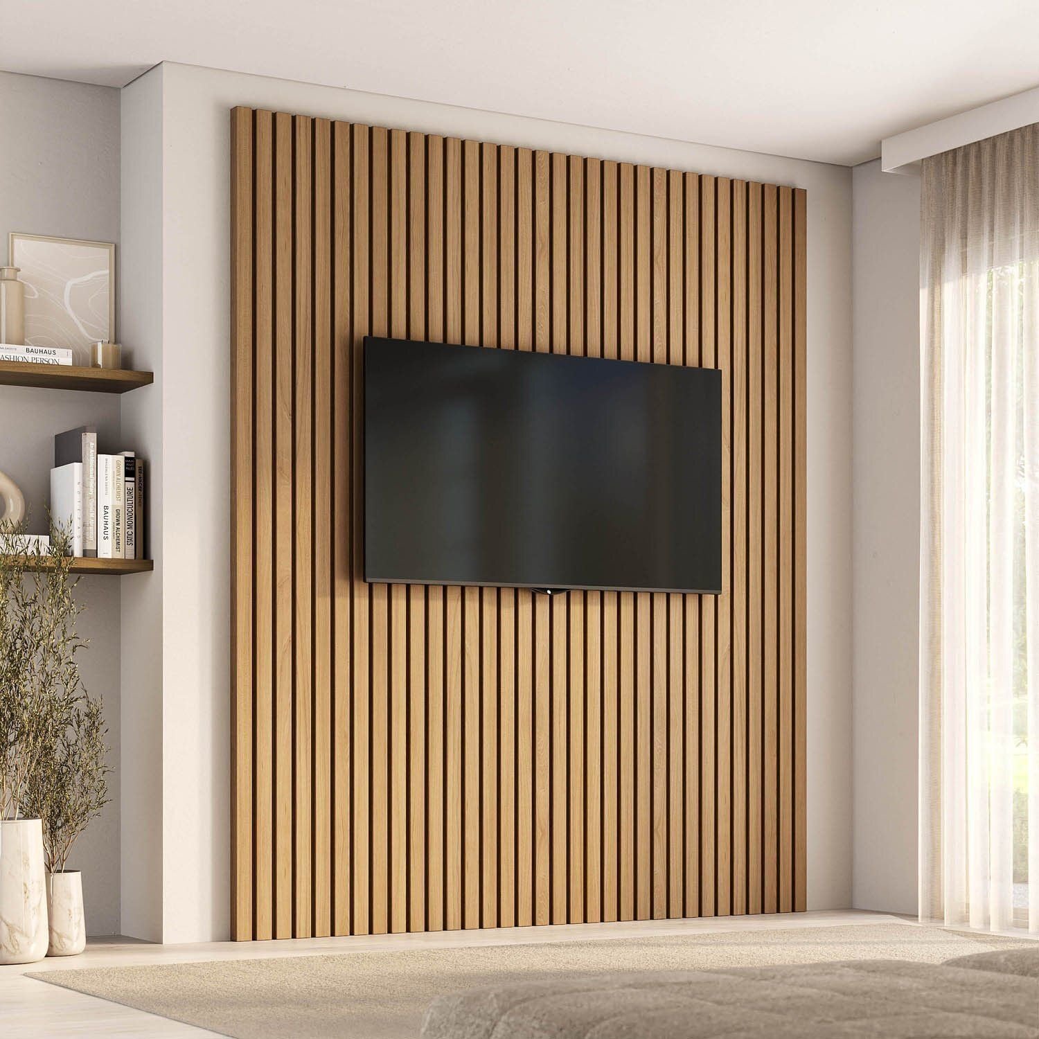 Painel Ripado para TV até 75 Polegadas 200cmx230cm Aruá CabeCasa ...