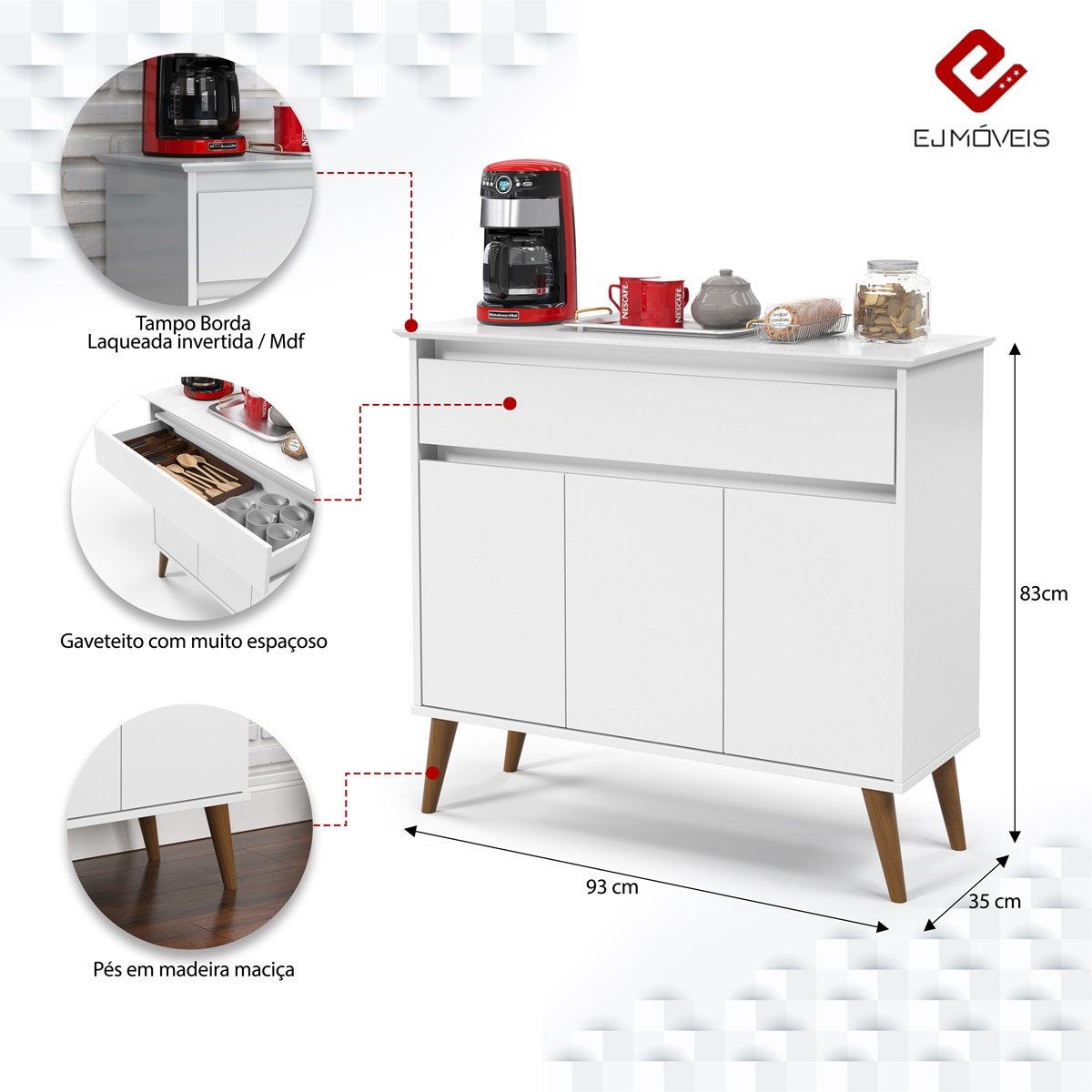Aparador Zeus Branco – EJ Móveis | MadeiraMadeira