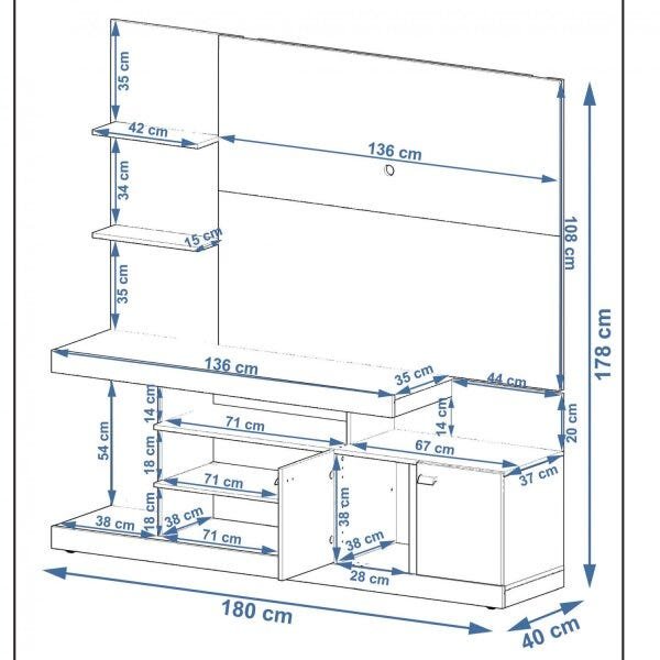 Rack com Painel para TV até 42 Polegadas Viena Moderno Permobili ...