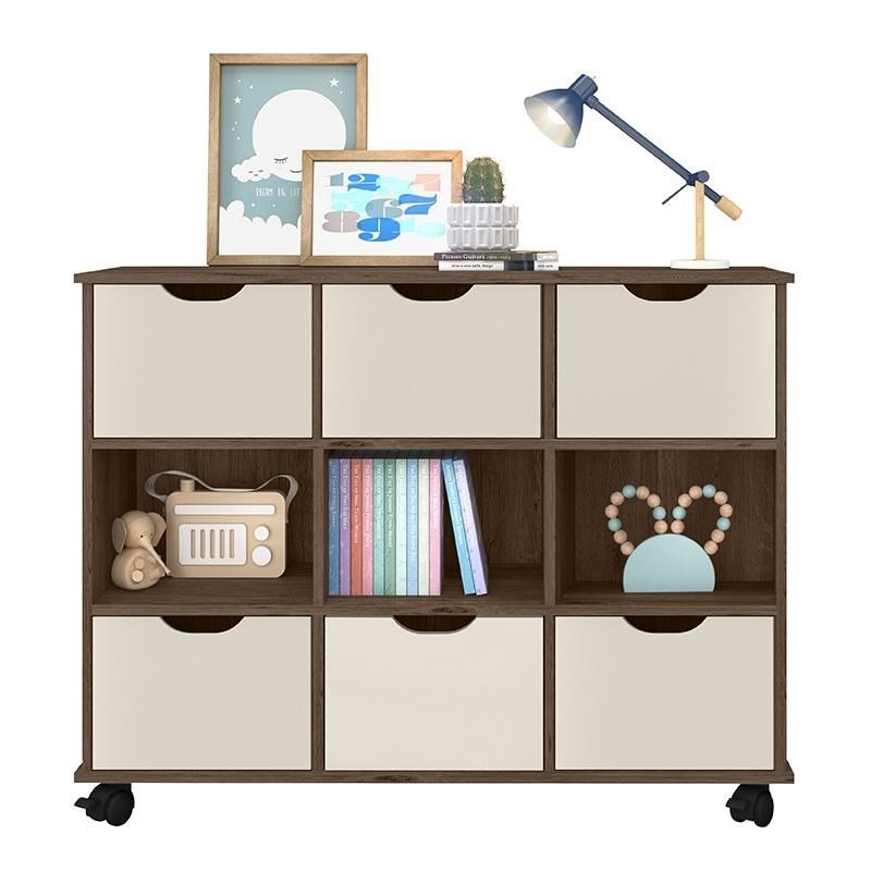 Nicho Organizador 1478 com 6 Gavetas Ébano/Off White - Qmovi ...