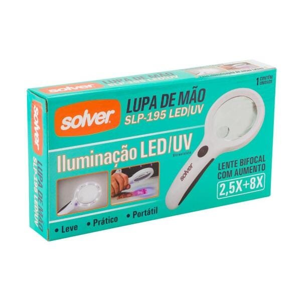 Lupa De Mão Portátil Com 8 Leds E Ultravioleta Com Aumento Bifocal Slp ...