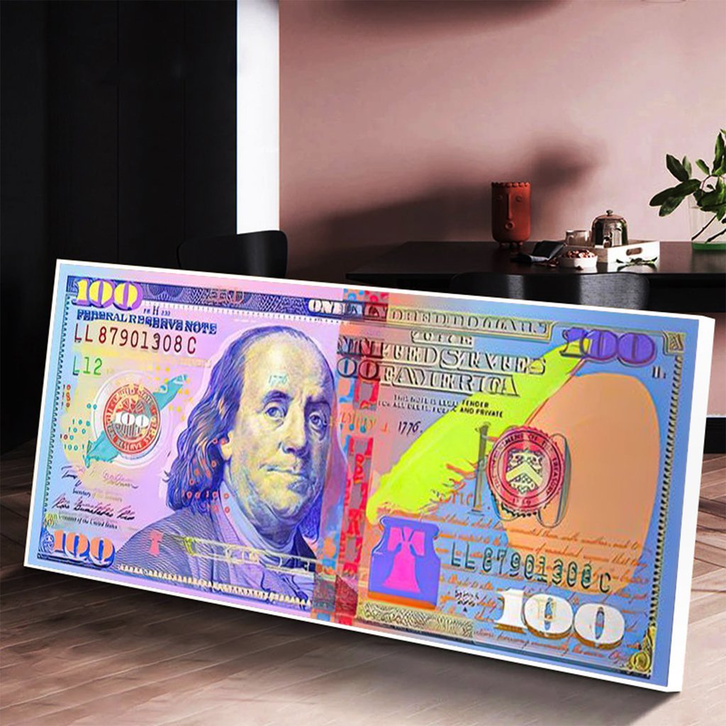 Quadro Benjamin Franklin Abstrato Moderno:140x70 cm/DOURADA ...