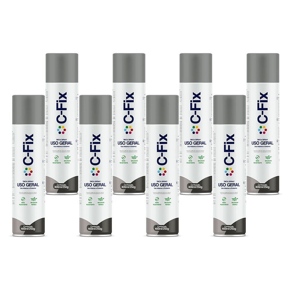 Kit 8 Tintas Spray Alumínio Uso Geral Inter/Exte 400ml C-fix ...